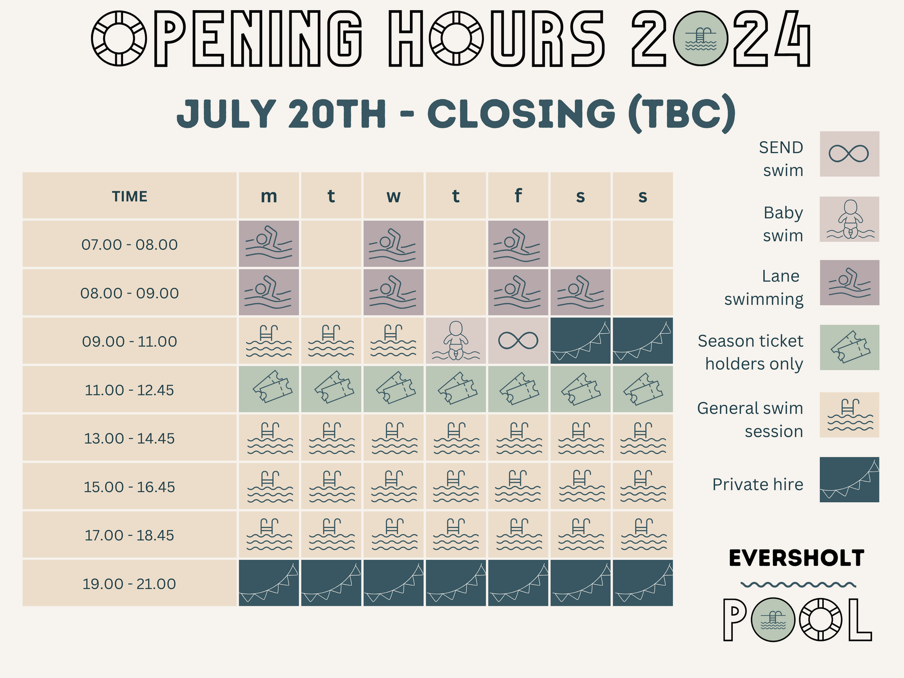 Session Timetable – Eversholt Swimming Pool