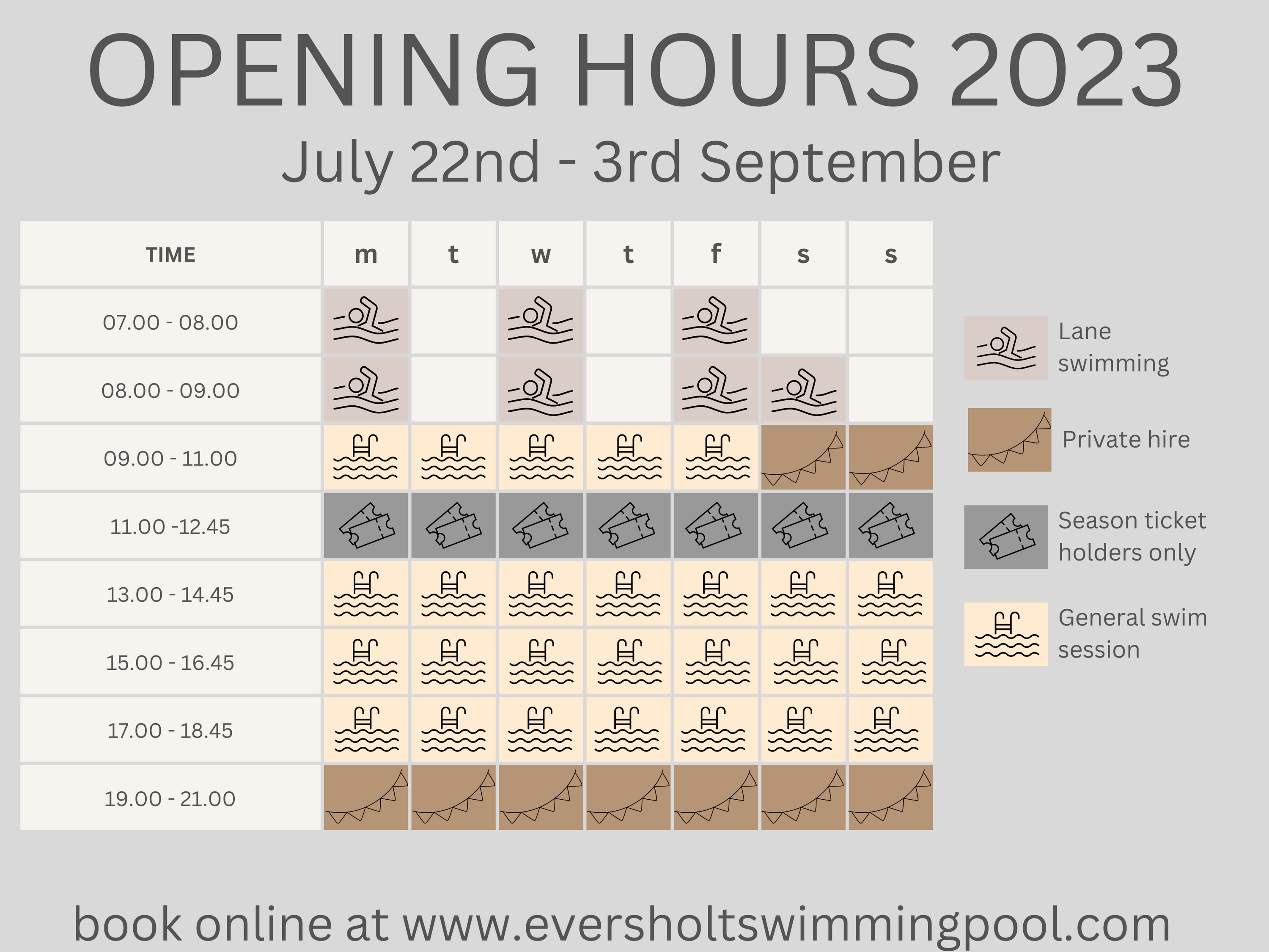 Session Timetable – Eversholt Swimming Pool